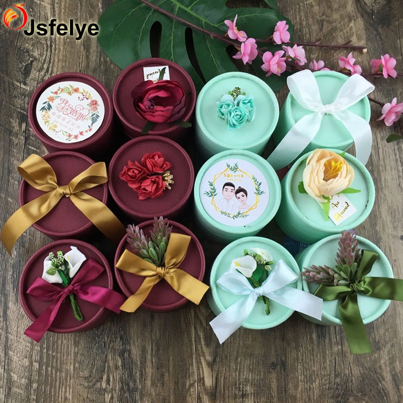 Custom Wedding Candy Jewelry packing Round Cylinder Boxes